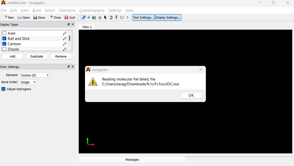 Having Problem when Opening File - Support - Avogadro Discussion